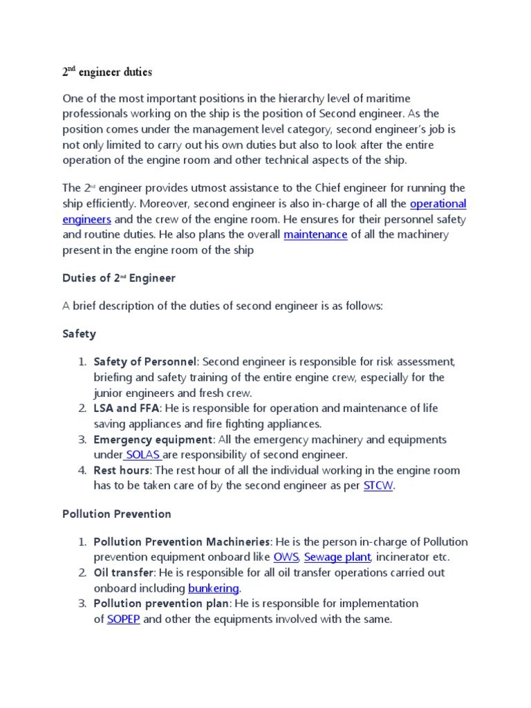 2 Engineer Duties: Operational Engineers Maintenance | PDF | Ships ...