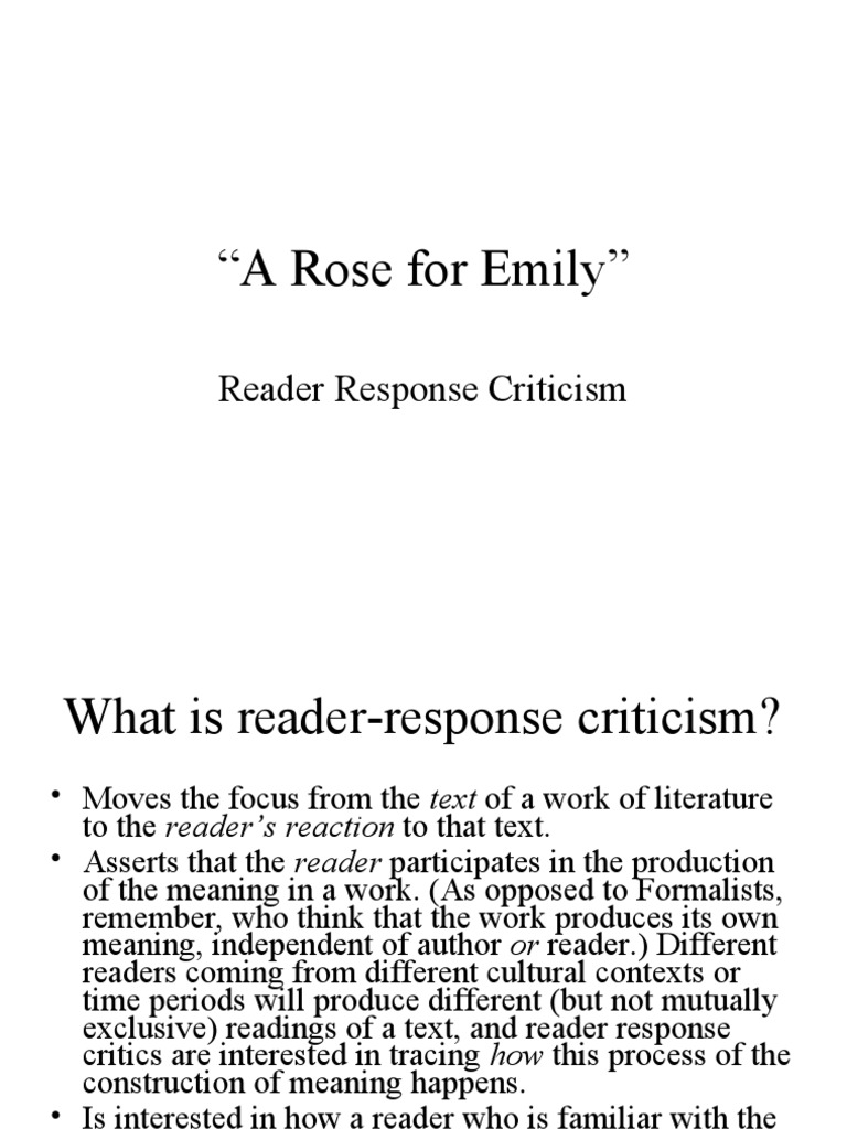 A Rose For Emily and Reader Response 2 | PDF | Communication | Psychology