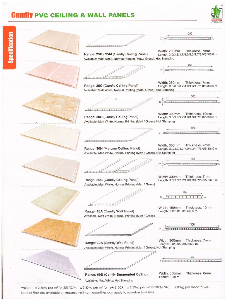 Camfly PVC Ceilings Price List | PDF | Building Engineering ...