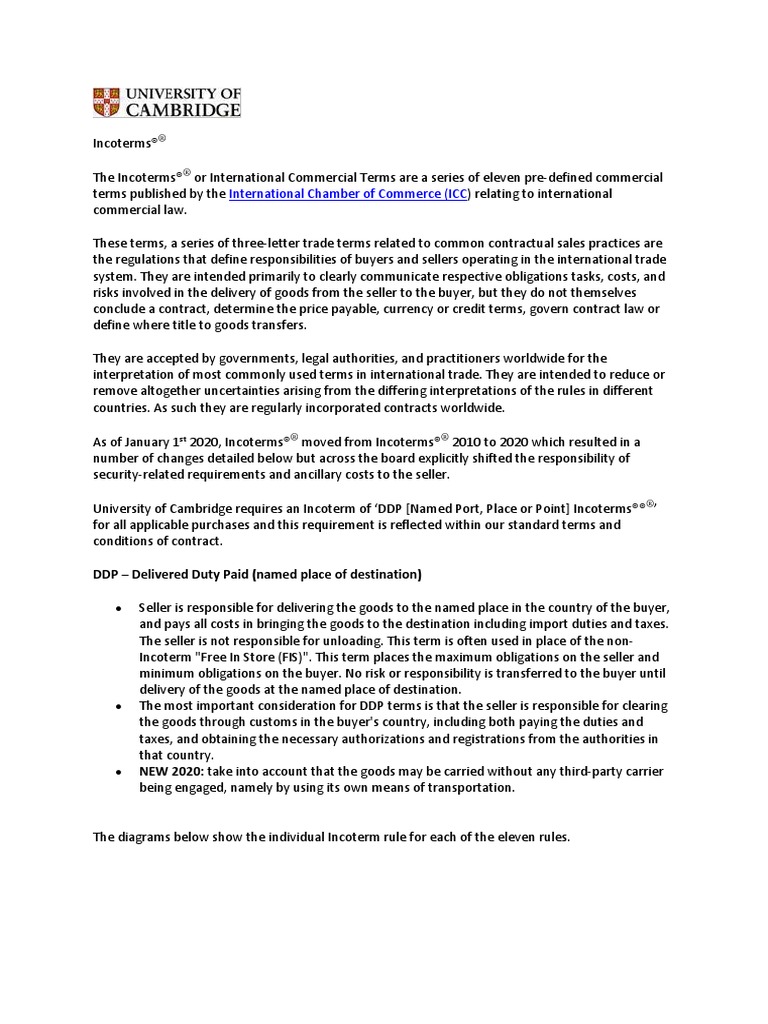 International Chamber of Commerce (ICC: DDP - Delivered Duty Paid ...