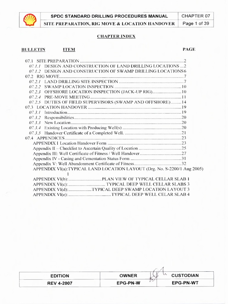 SPDC Standard Drilling Procedures Manual Site: CHA Pter 07 | PDF | Deep ...