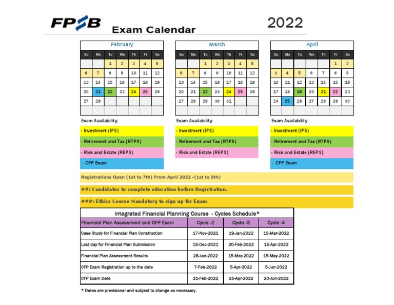 FPSB Exam Calendar | PDF | Economies