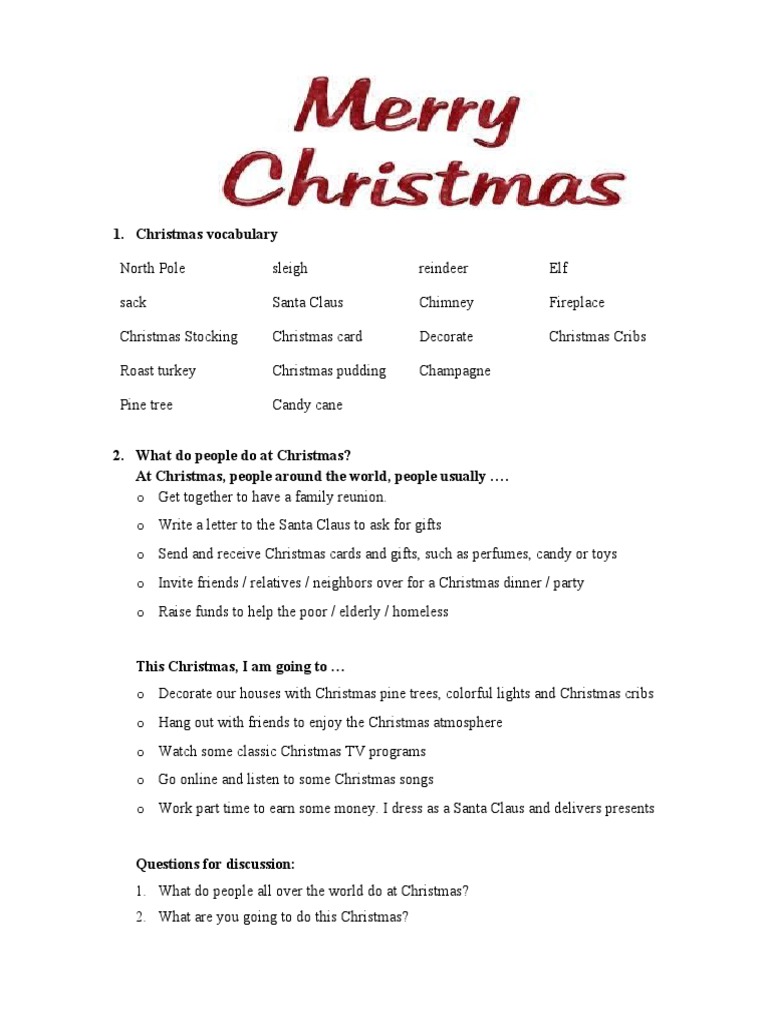 Christmas Vocabulary | PDF