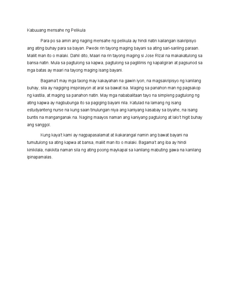 Kabuuang Mensahe NG Pelikula | PDF Kabuuang Mensahe NG Pelikula | PDF