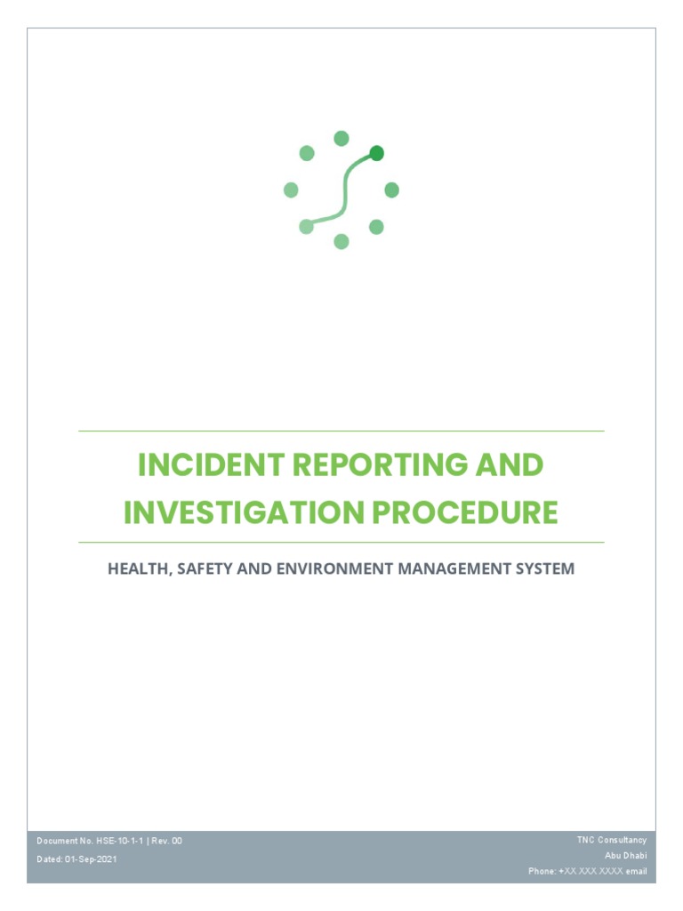 Incident Reporting and Investigation Procedure: Health, Safety and ...