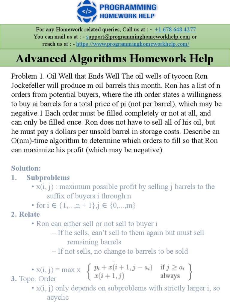 Advanced Algorithms Homework Help | PDF | Logarithm | Algorithms And ...