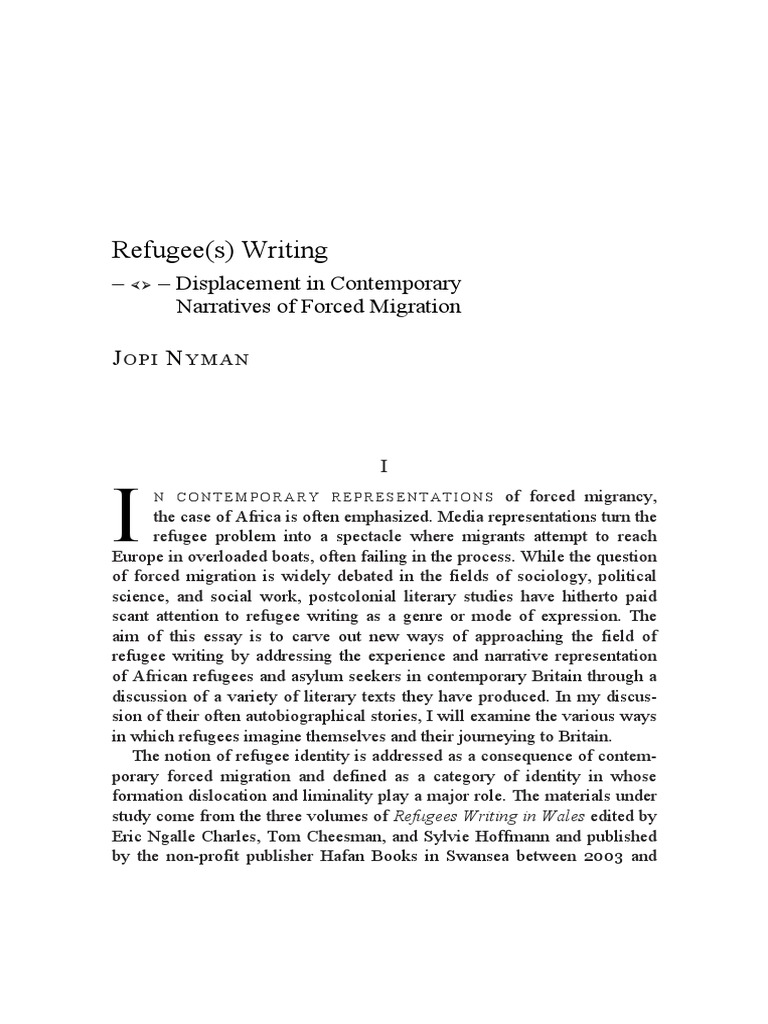 Refugee(s) Writing: Displacement in Contemporary Narratives of Forced ...