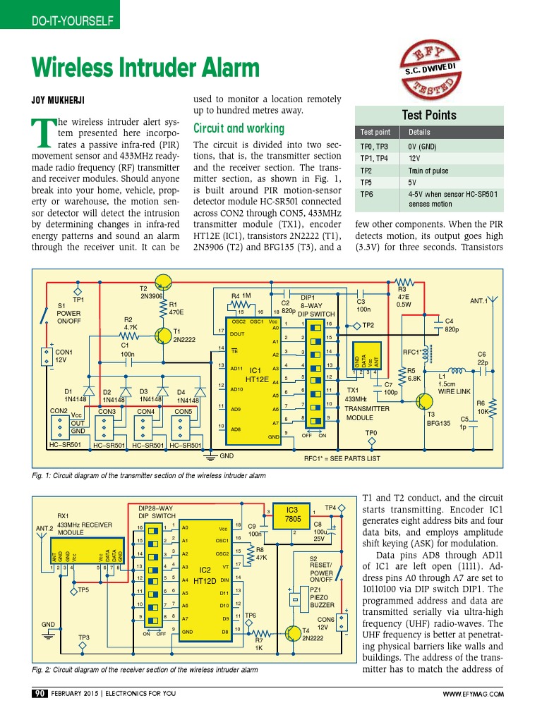 Wireless Intruder Alarm: Circuit and Working | PDF | Electronic ...