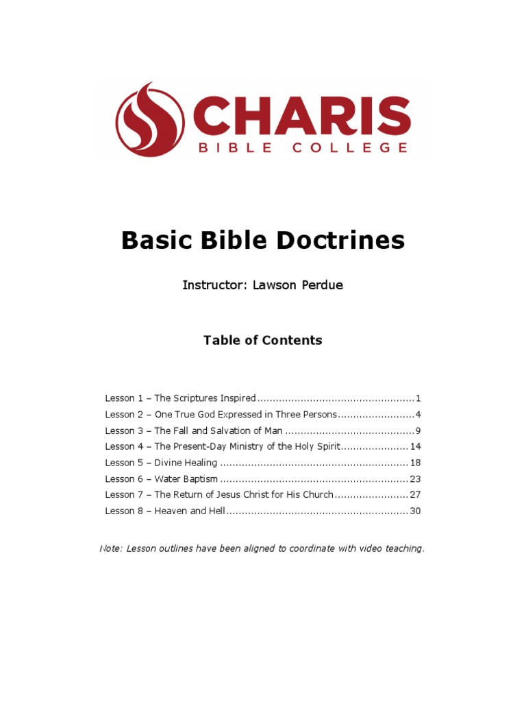 Basic Bible Doctrines Outline | PDF | Baptism | Jesus