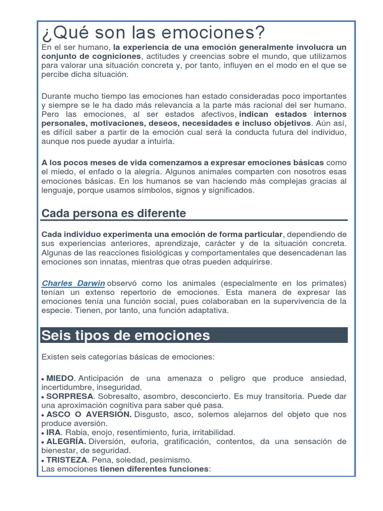 Las Emosiones | PDF | Las emociones | Expresión facial