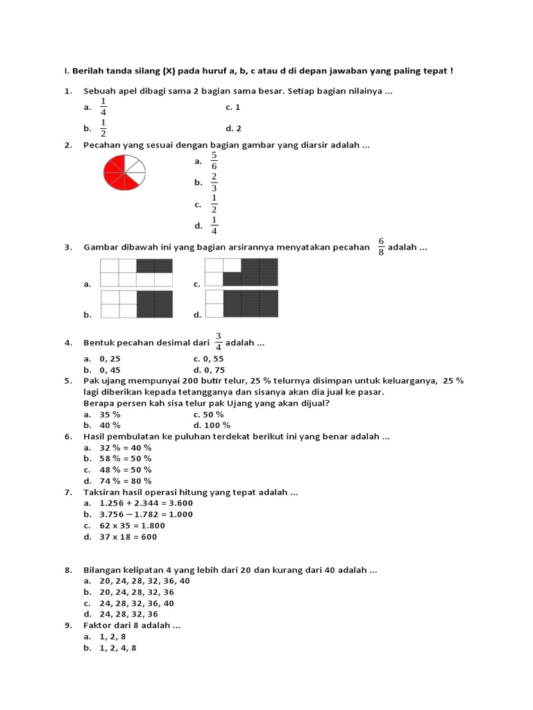 Soal Pas Matematika Kelas 4 Semester 1 | PDF