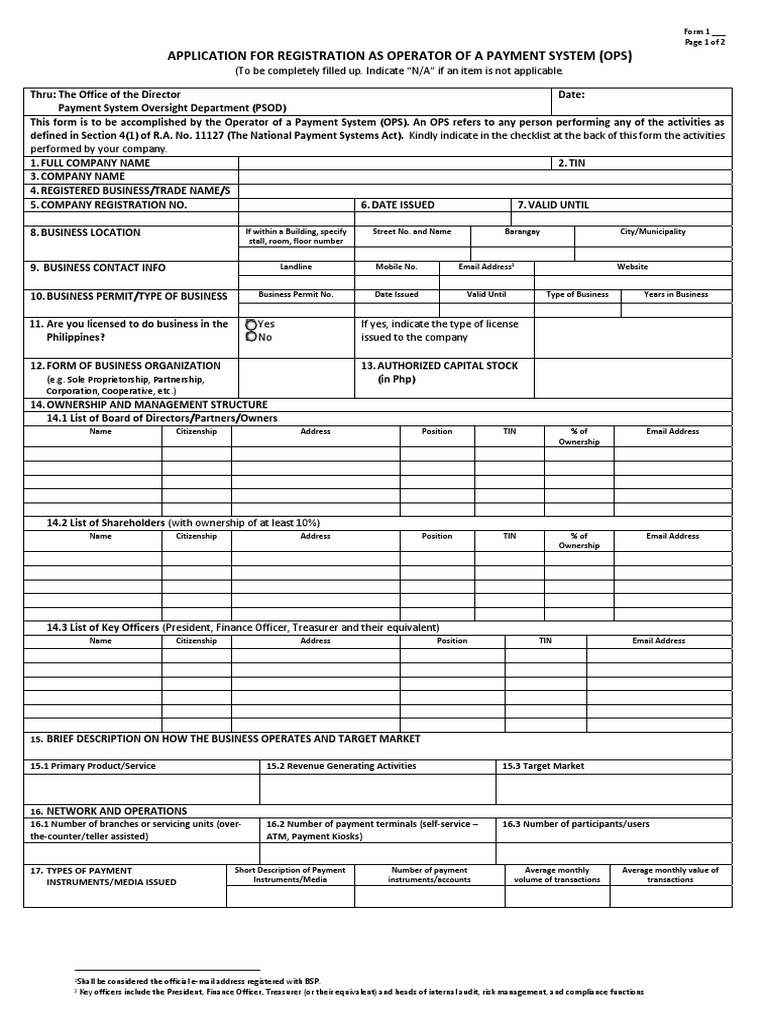 Registration as an OPS | PDF | Payments | Business