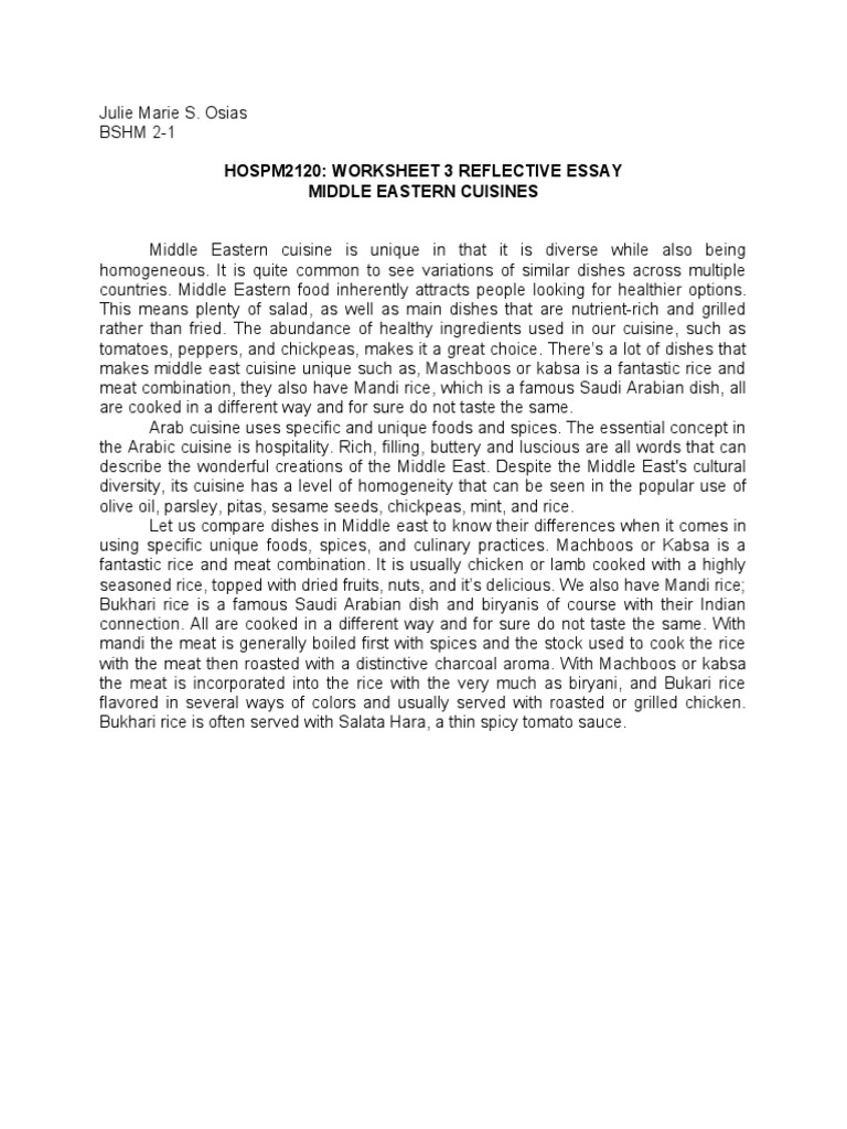 Worksheet 3 Reflective Essay | PDF