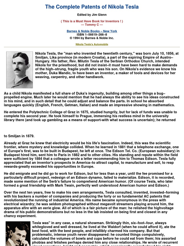 2006 Tesla Patents | PDF | Nikola Tesla | Alternating Current