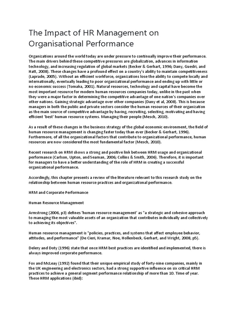The Impact of HR Management On Organisational Performance | PDF | Human ...