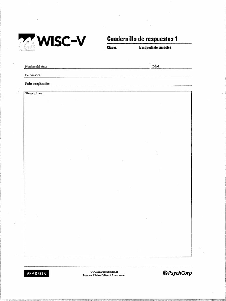 Wisc-V Cuadernillo de Respuestas 1 | PDF