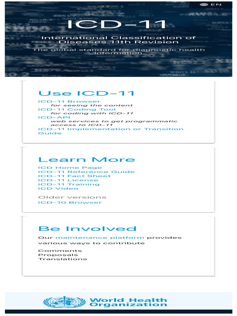 Use ICD-11: International Classification of Diseases 11th Revision ...