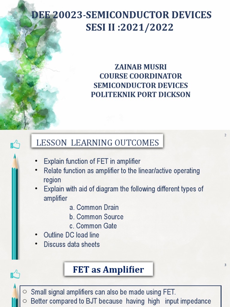 Sesi II 2021 Topicd Lect2 | PDF | Field Effect Transistor | Amplifier