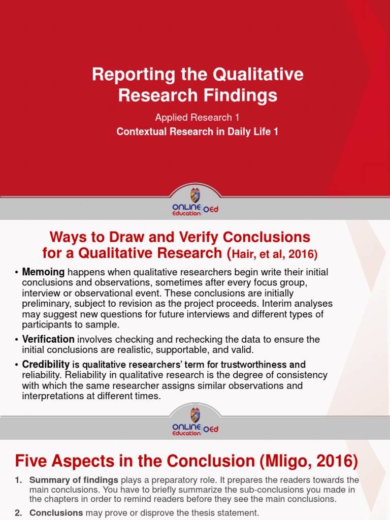 Week 018 Reporting The Qualitative Research Findings | PDF ...