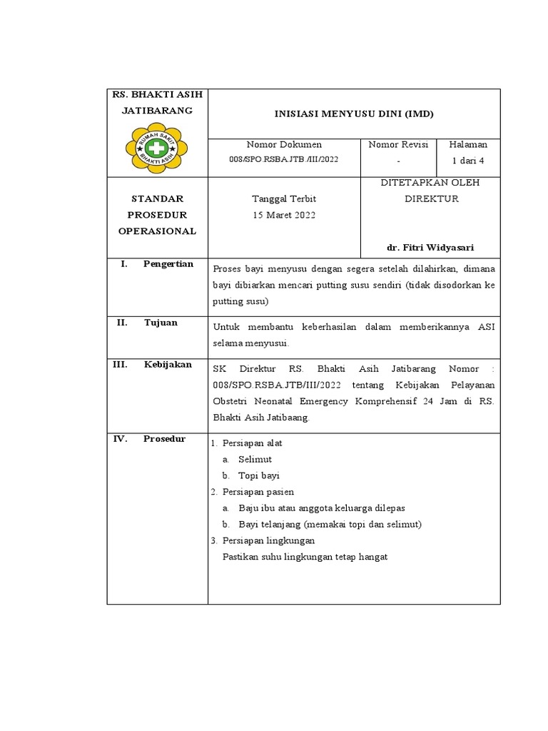 Prosedur IMD RS Bhakti Asih | PDF | Kesehatan Holistik