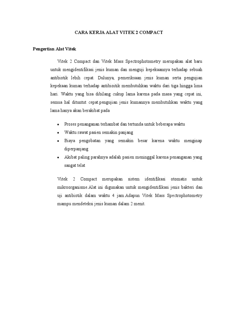 Cara Kerja Alat Vitek 2 Compact | PDF