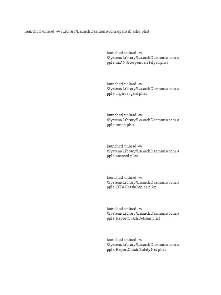 Launchctl Unload | PDF | Science & Mathematics | Computers