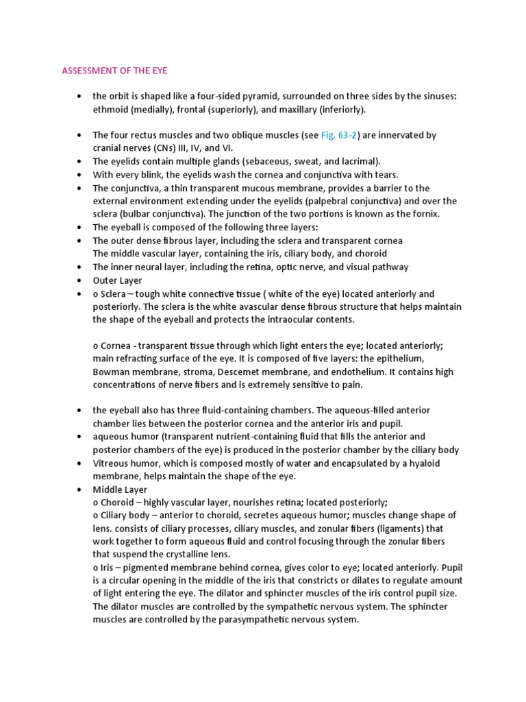 Assessment of The Eye | PDF | Visual Impairment | Retina