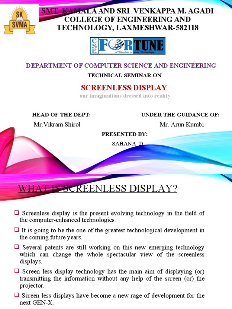 Screenless Display Seminar | PDF | Retina | Holography