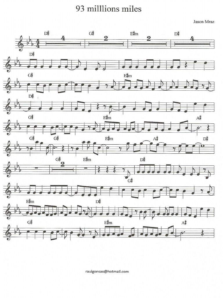 (Superpartituras - Com.br) 93 Millions Miles Parte 1 | PDF