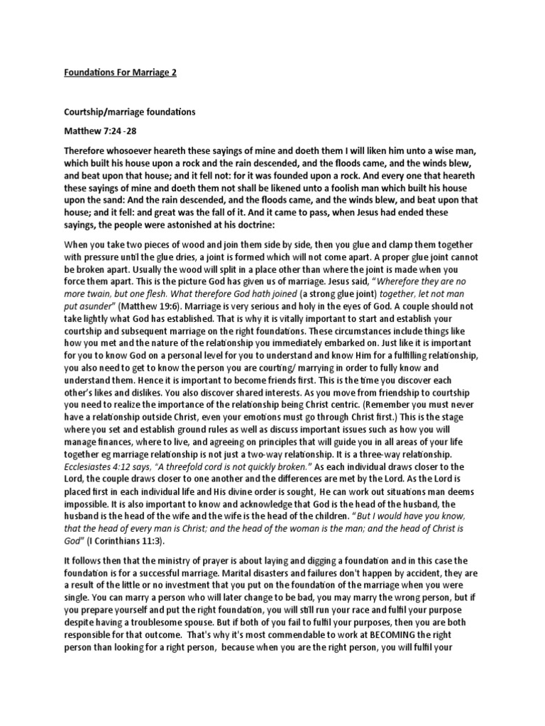 Foundations For Marriage 2 Pdf Jesus Marriage