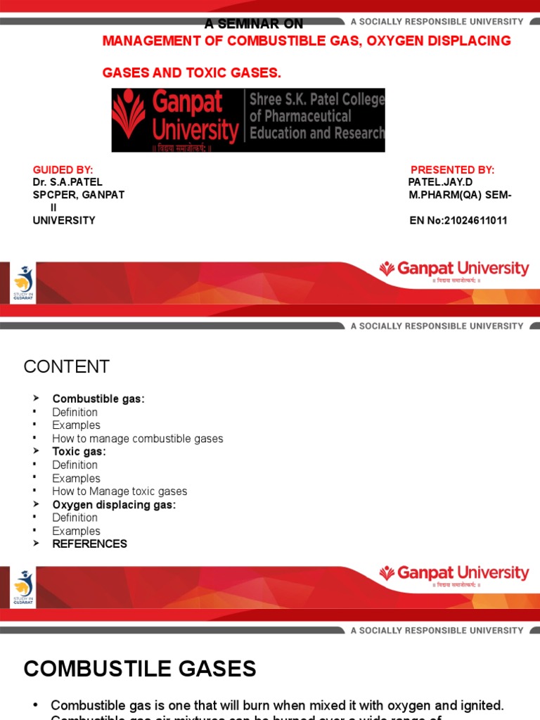 Management of Combustible Gas, Oxygen Displacing Gases and Toxic Gases ...