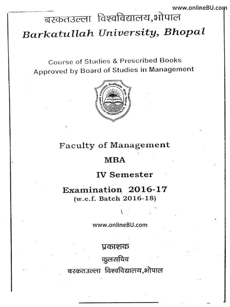 Bu Mba Syllabus Full Time 4 Sem | PDF