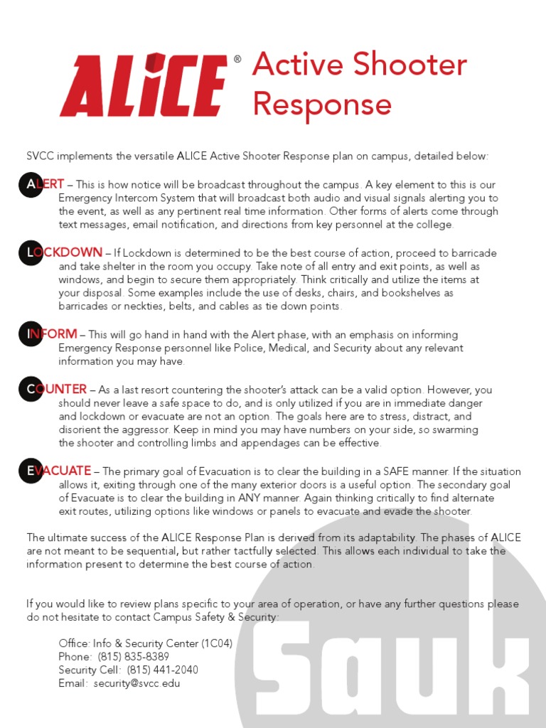 SVCC's ALICE Active Shooter Response Plan: A Summary of the Adaptive ...