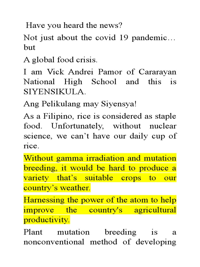 Siyensikula Script | PDF | Plant Breeding | Electromagnetic Radiation