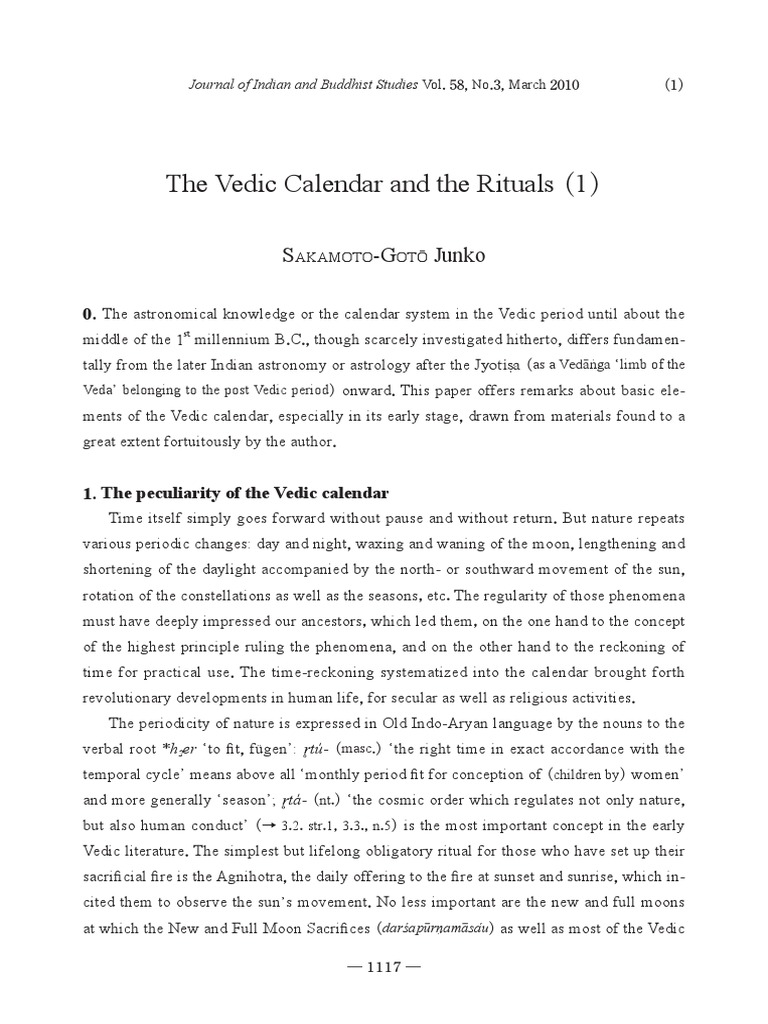 The Vedic Calendar and The Rituals | PDF | Moon | Ancient Astronomy