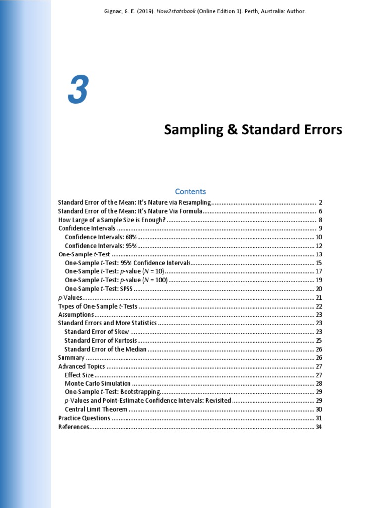 Chapter 3 - Sampling - 2019 | PDF | Standard Error | Confidence Interval