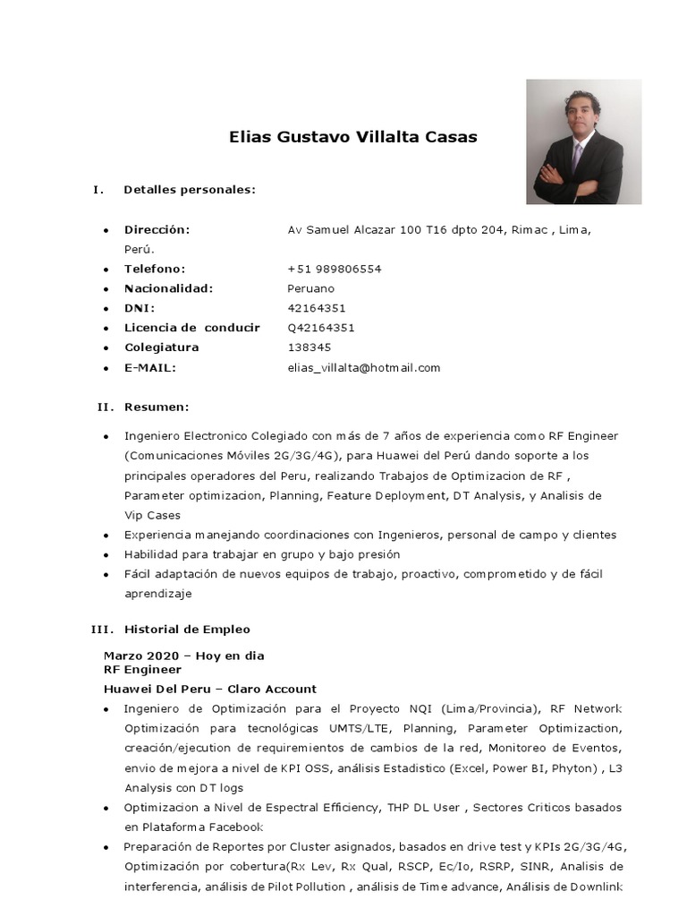 CV Elias Villalta Mayo 2022 | PDF | 3 G | Lte (Telecomunicaciones)