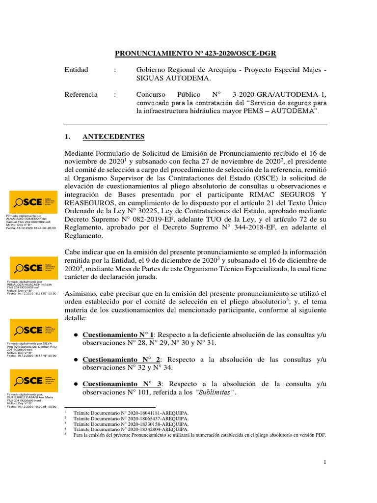 Pronunciamiento #423 - 2020-DGR PDF | PDF | Seguro | Reaseguro