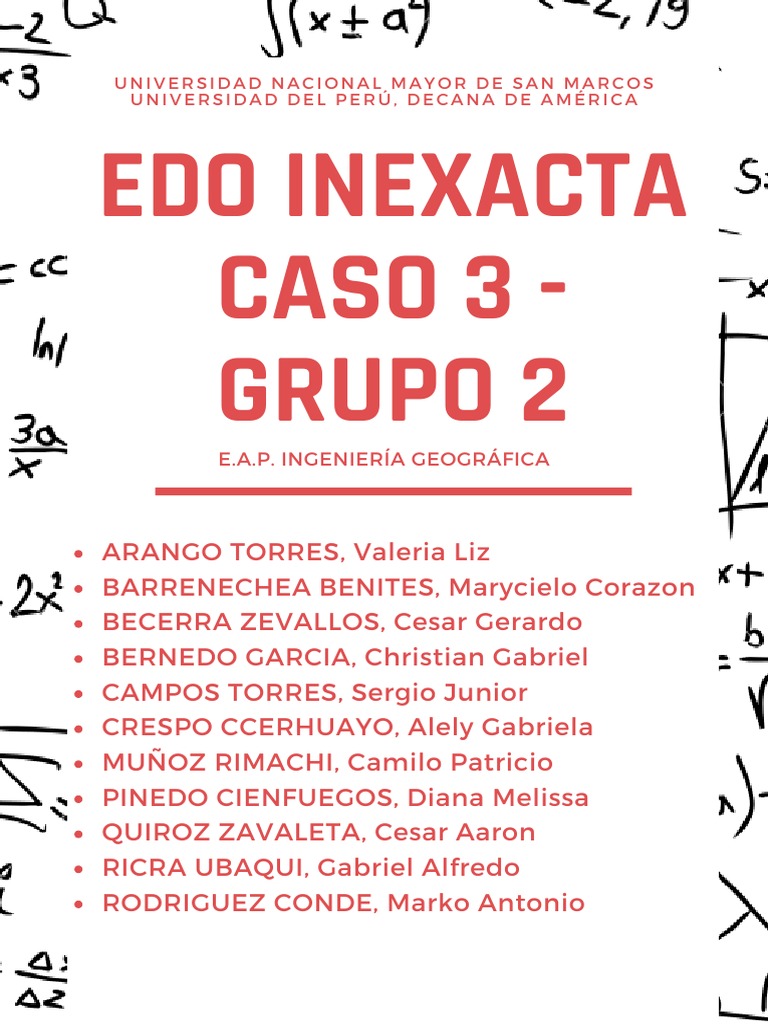 Actividad Grupal - EDO Inexacta Caso 3 - Grupo 2 | PDF | Integral | Ecuaciones