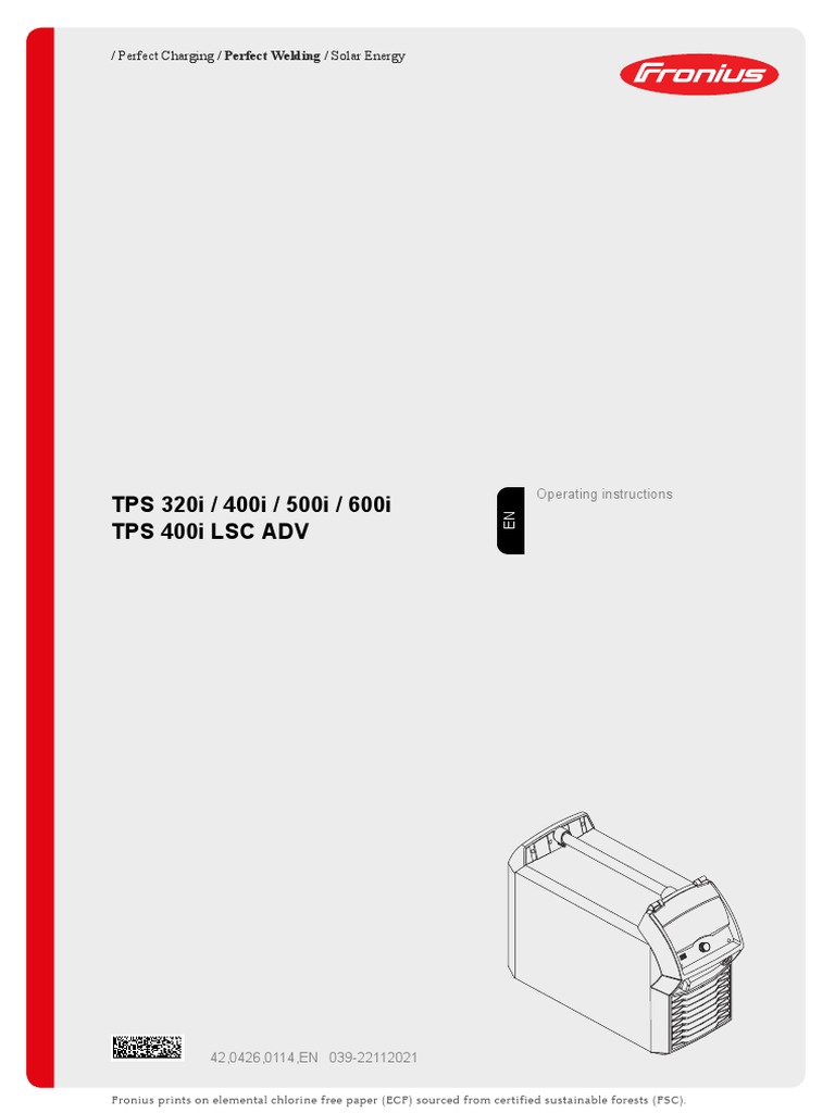 TPS 400i - 42,0426,0114,EN | PDF | Welding | Construction