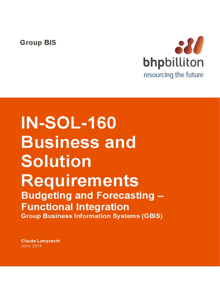 In-SOL-160 Business and Solution Requirements Budgeting and Forecasting ...