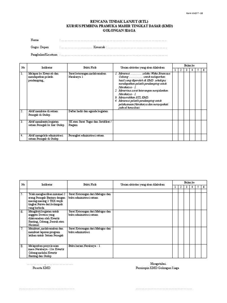 Form 08 - RTL KMD SIAGA | PDF