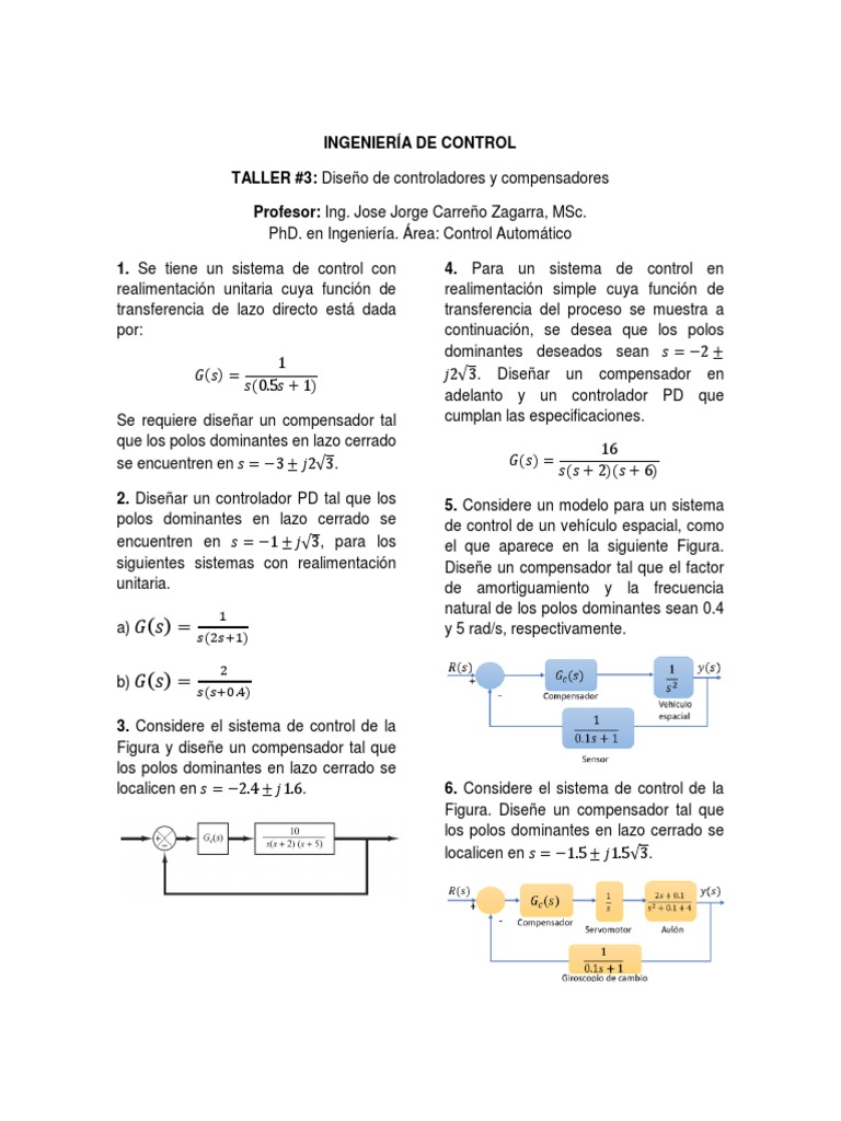 Taller 3 | PDF | Sistema de control | Ingeniería de control