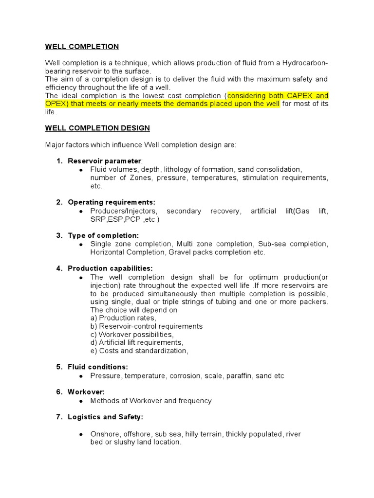 WELL COMPLETION DESIGN OPTIMIZATION | PDF | Casing (Borehole) | Pipe ...