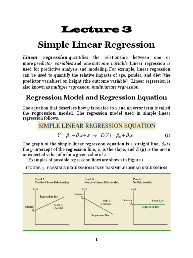 Simple Linear Regression Explained | PDF | Regression Analysis | Linear ...