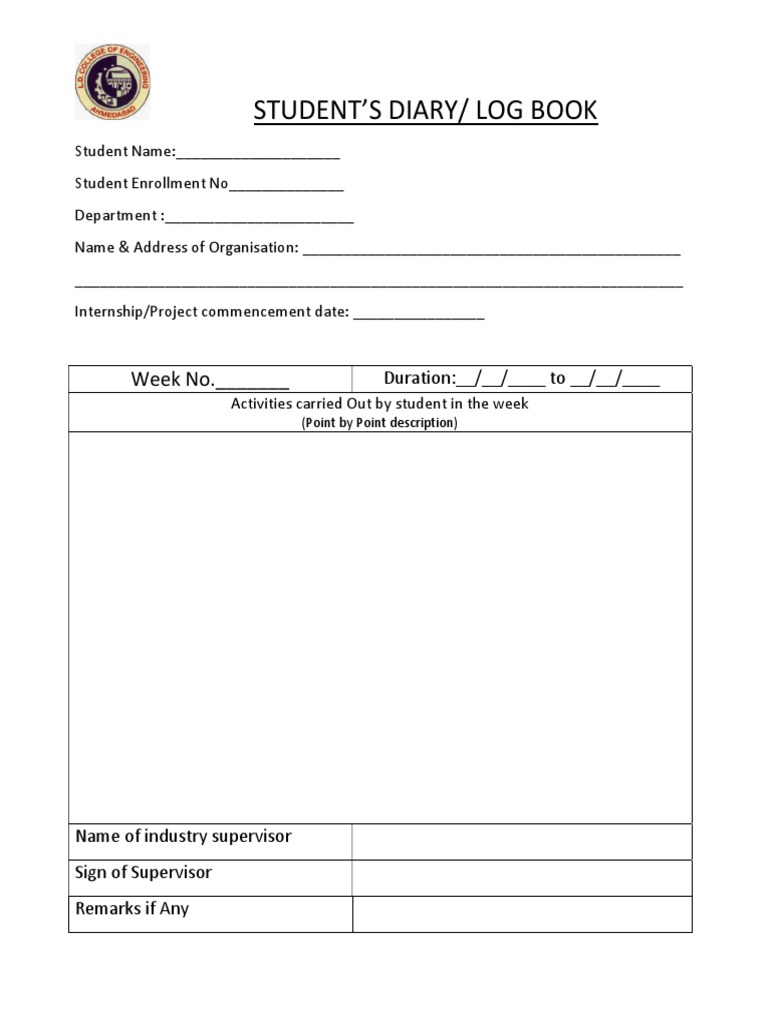 Student'S Diary/ Log Book: Week No. | PDF