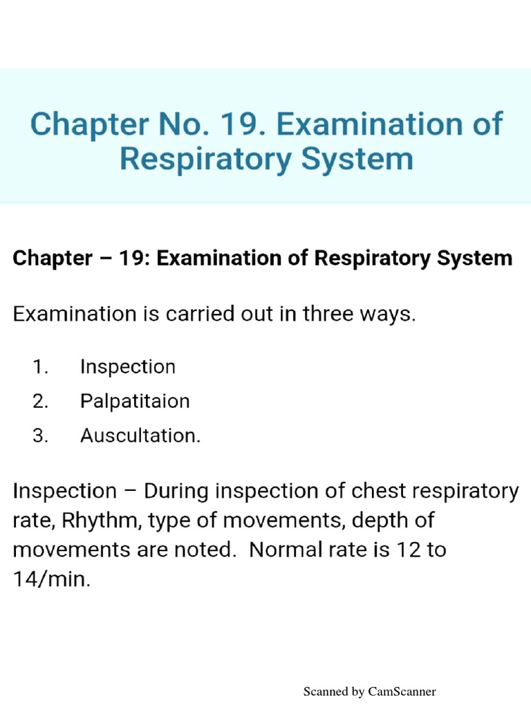 Examination of Respiratory System | PDF