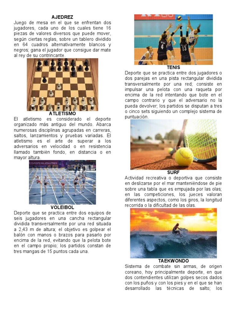 Tipos de Deportes | PDF | Deporte del atletismo | Asociación de Futbol