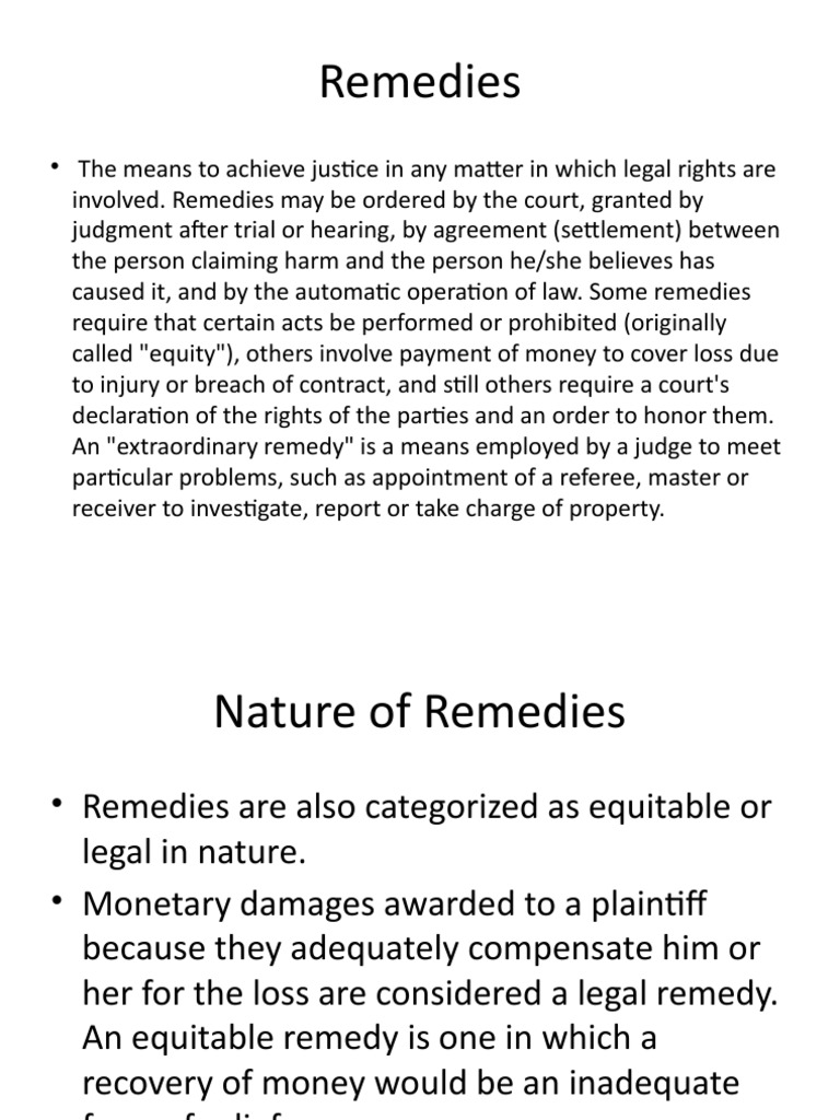 A Comprehensive Overview of Legal Remedies and the Distinction Between ...