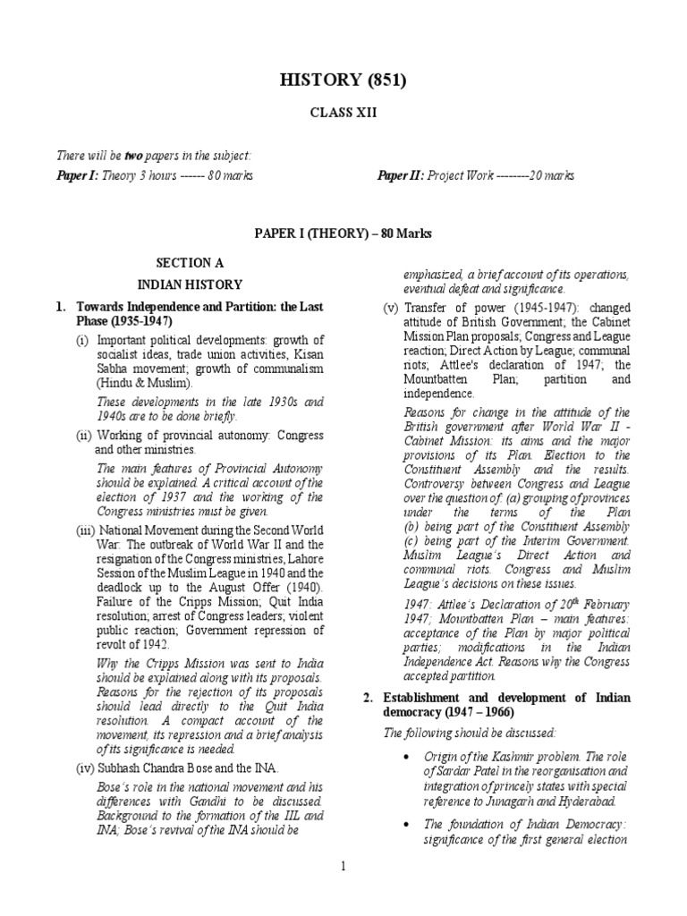 ISC History | PDF | Partition Of India | World Politics